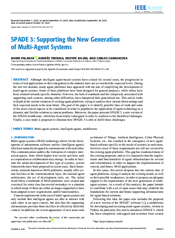 (PDF) SPADE 3: Supporting the New Generation of Multi-Agent Systems