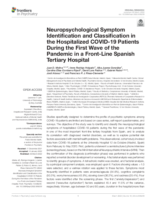 (PDF) Neuropsychological Symptom Identification and Classification in ...