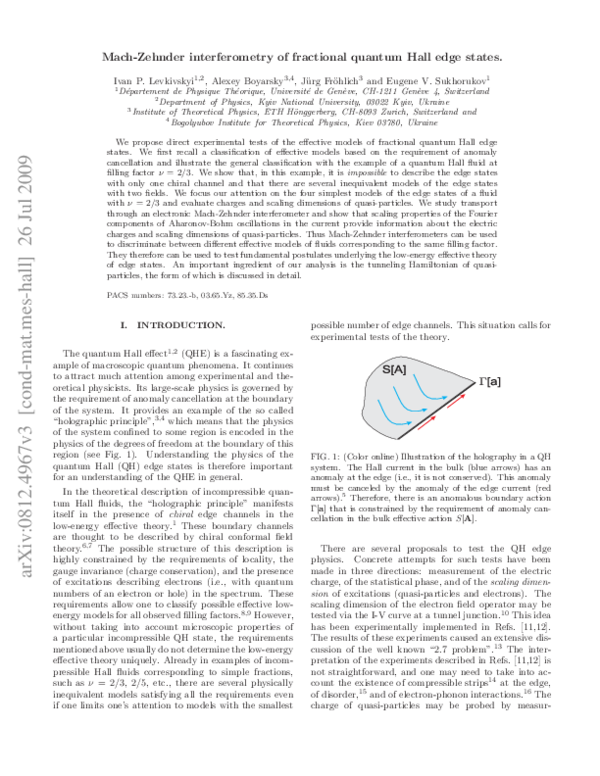(PDF) Mach-Zehnder interferometry of fractional quantum Hall edge states