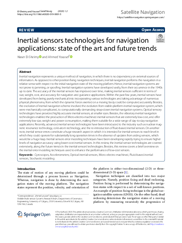 (PDF) Inertial sensors technologies for navigation applications: state of the art and future trends