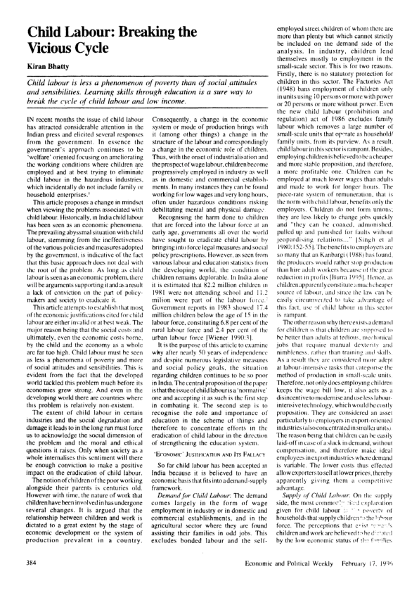 (PDF) Child Labour: Breaking the Vicious Cycle