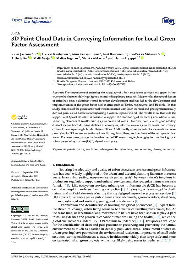 (PDF) 3D Point Cloud Data in Conveying Information for Local Green Factor Assessment