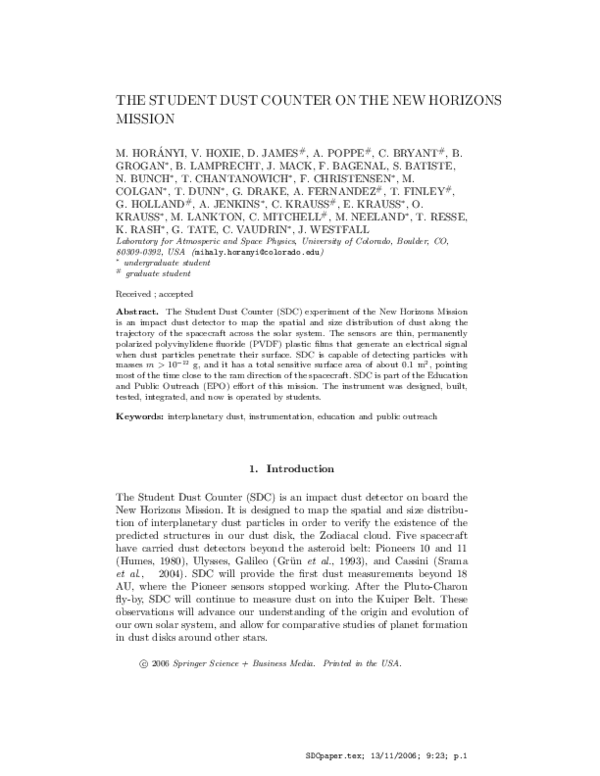 (PDF) The Student Dust Counter on the New Horizons Mission