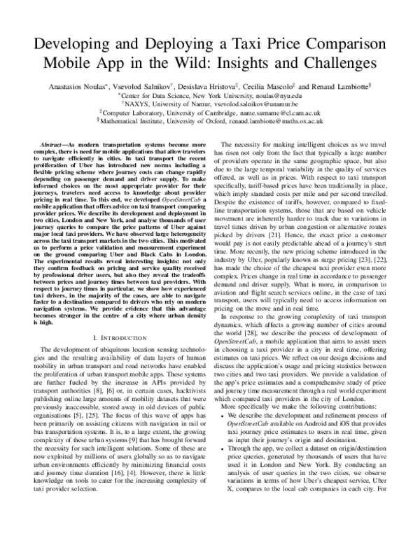 (PDF) Developing and Deploying a Taxi Price Comparison Mobile App in ...