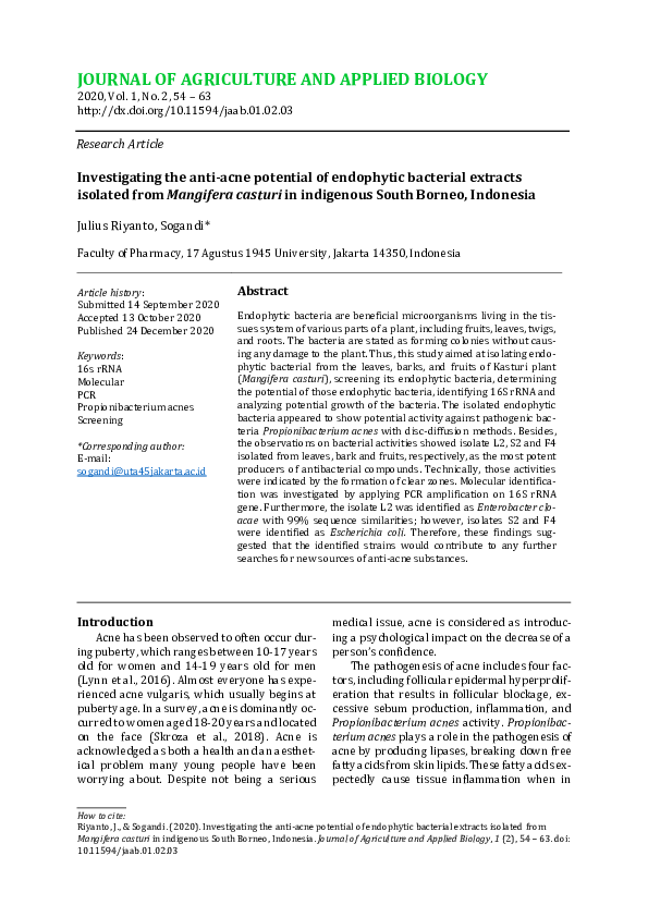(PDF) Investigating the anti-acne potential of endophytic bacterial ...