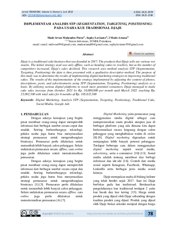 (PDF) Implementasi Analisis STP (Segmentation, Targeting, Positioning ...
