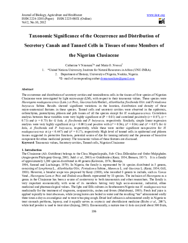 (PDF) Taxonomic Significance of the Occurrence and Distribution of ...
