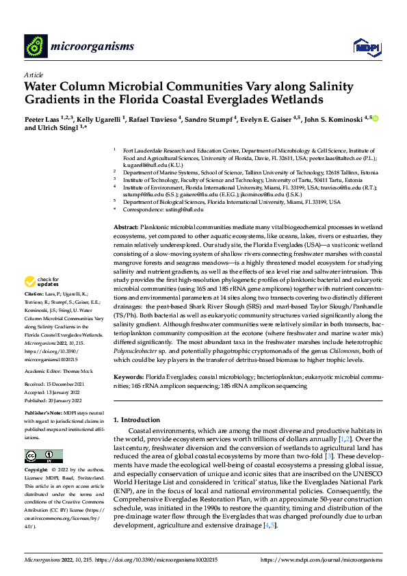 (PDF) Water Column Microbial Communities Vary along Salinity Gradients in the Florida Coastal ...