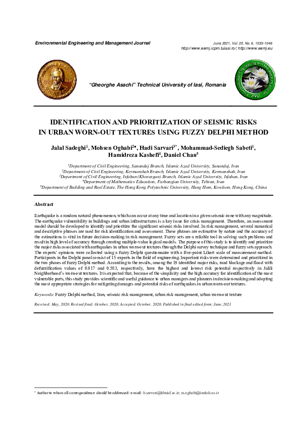 (PDF) Identification and Prioritization of Seismic Risks in Urban Worn-Out Textures Using Fuzzy ...