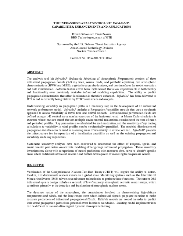 Pdf The Infrasound Analysis Tool Kit Inframap Capabilities