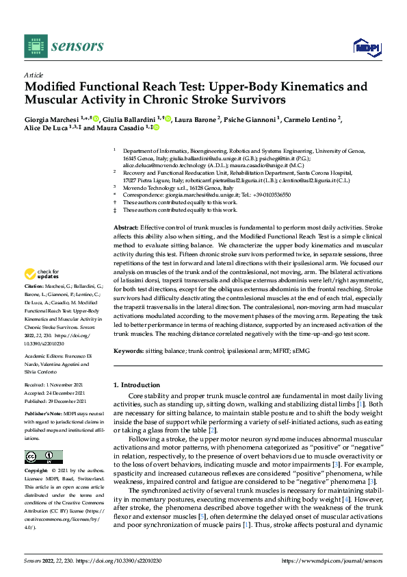 (PDF) Modified Functional Reach Test: Upper-Body Kinematics and ...