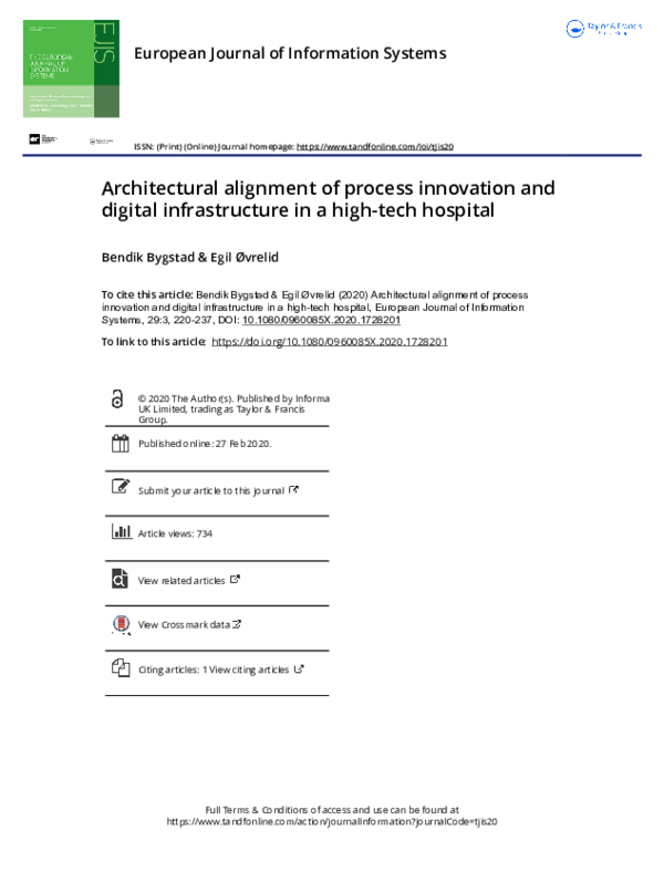 (PDF) Architectural alignment of process innovation and digital infrastructure in a high-tech ...