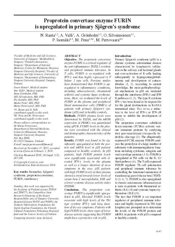 (PDF) Proprotein convertase enzyme FURIN is upregulated in primary ...