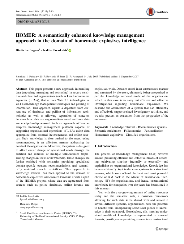 Pdf Homer A Semantically Enhanced Knowledge Management Approach In The Domain Of Homemade