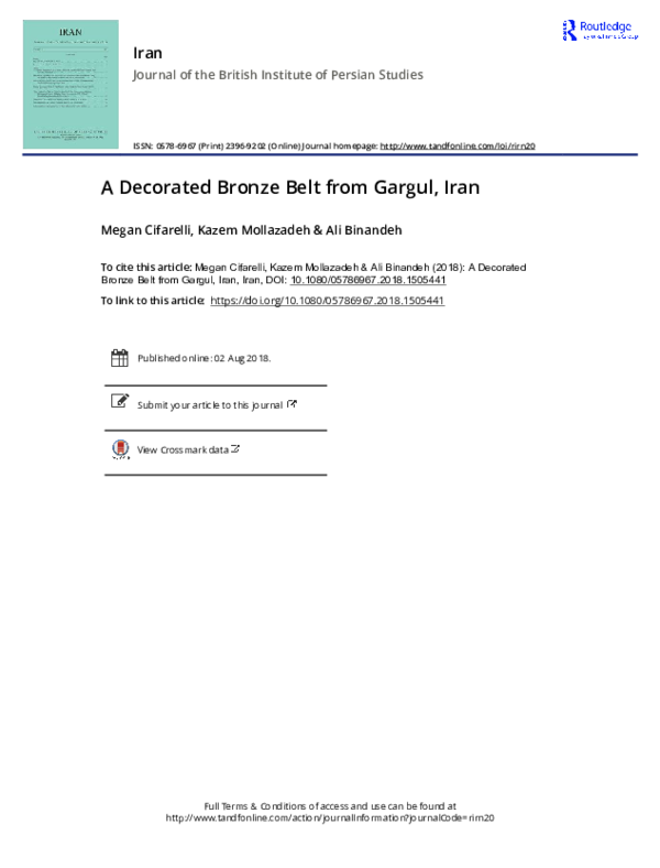 (PDF) A Decorated Bronze Belt from Gargul, Iran