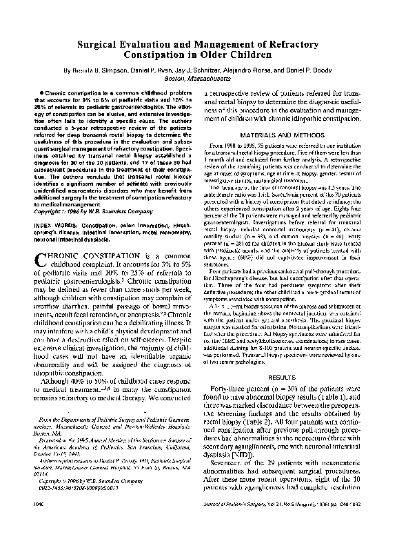 (PDF) Surgical evaluation and management of refractory constipation in ...