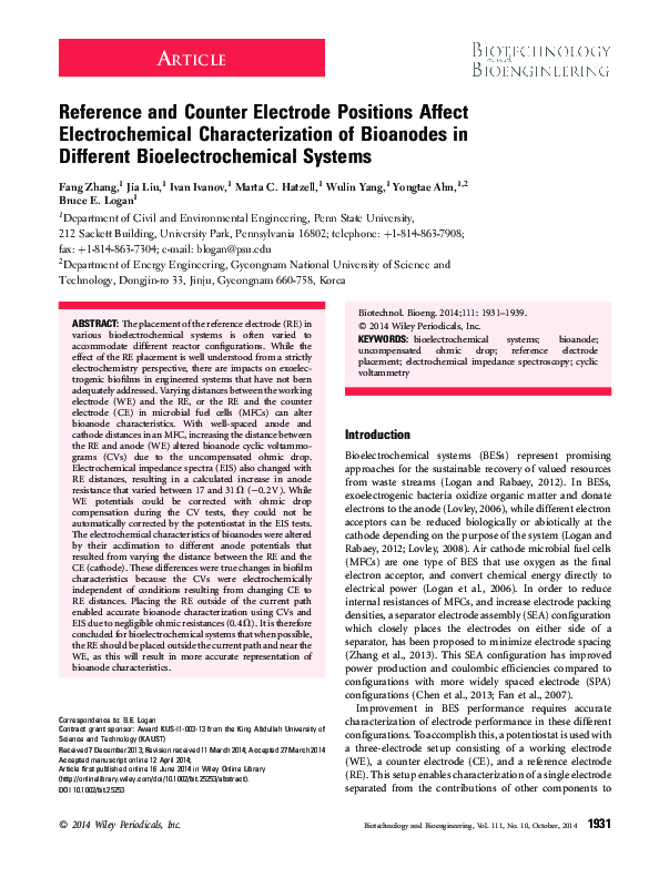 (PDF) Reference and counter electrode positions affect electrochemical ...