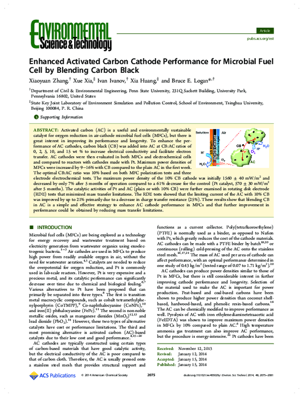 (PDF) Enhanced Activated Carbon Cathode Performance for Microbial Fuel ...
