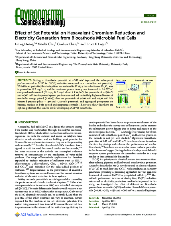 (PDF) Effect of Set Potential on Hexavalent Chromium Reduction and ...