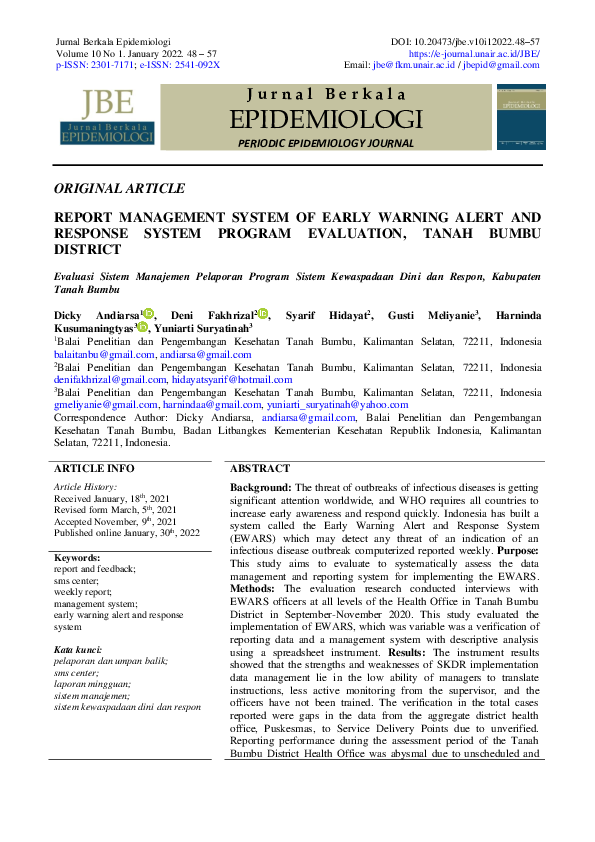(PDF) Report Management System of Early Warning Alert and Response System Program Evaluation ...