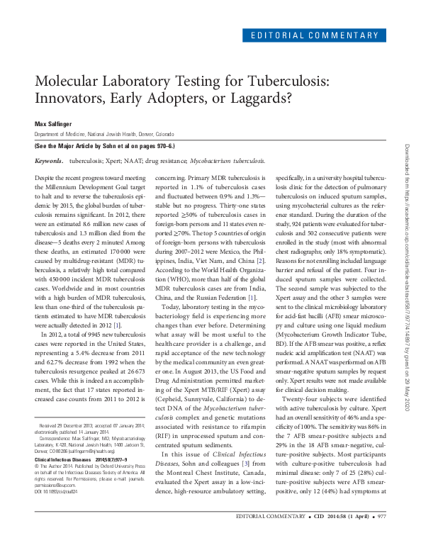 (PDF) Editorial Commentary: Molecular Laboratory Testing for ...