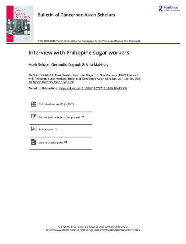 (PDF) Interview with Philippine sugar workers