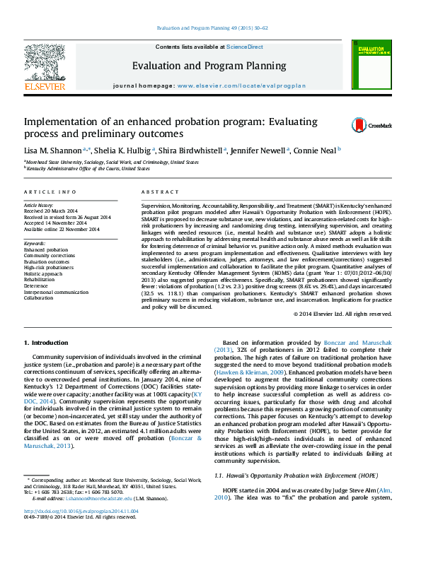 (PDF) Implementation of an enhanced probation program: Evaluating ...