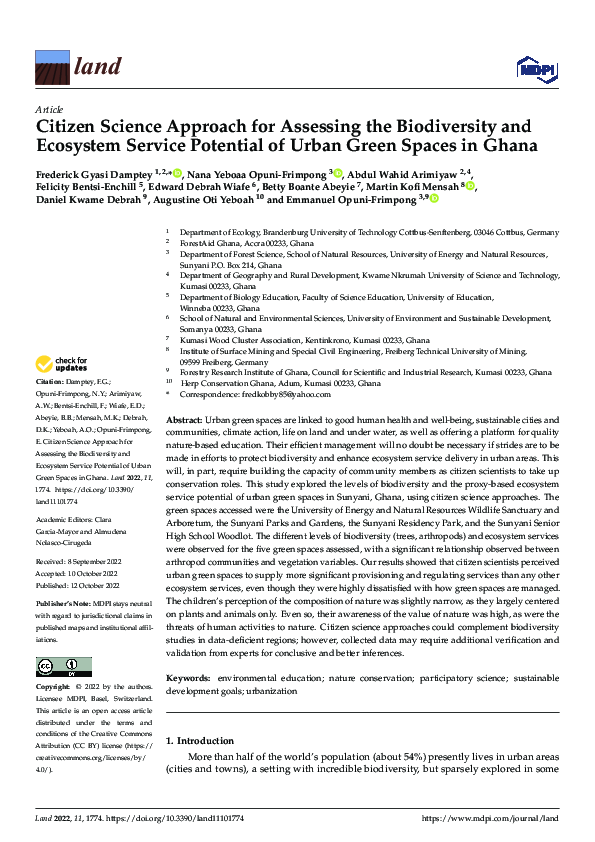 (PDF) Citizen Science Approach for Assessing the Biodiversity and ...