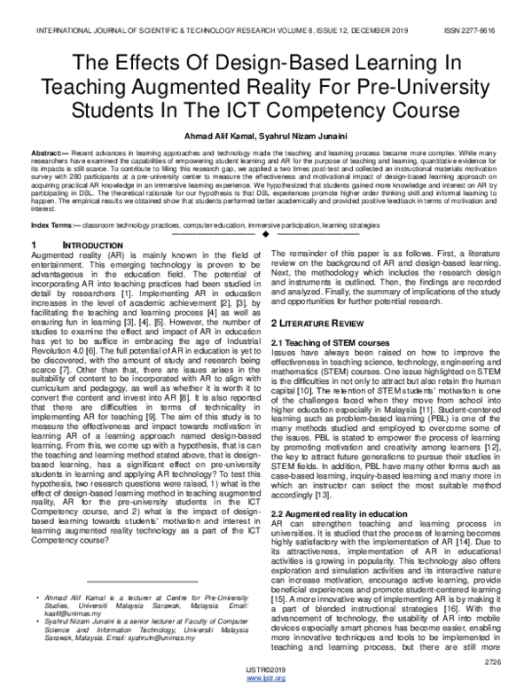 (PDF) The Effects Of Design-Based Learning In Teaching Augmented Reality For Pre-University ...