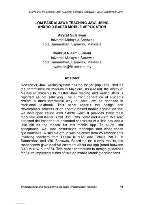 (PDF) Jom Pandai Jawi: Teaching Jawi using Android-Based Mobile Application
