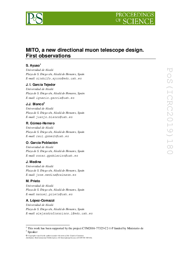 (PDF) MITO, a new directional muon telescope design. First observations