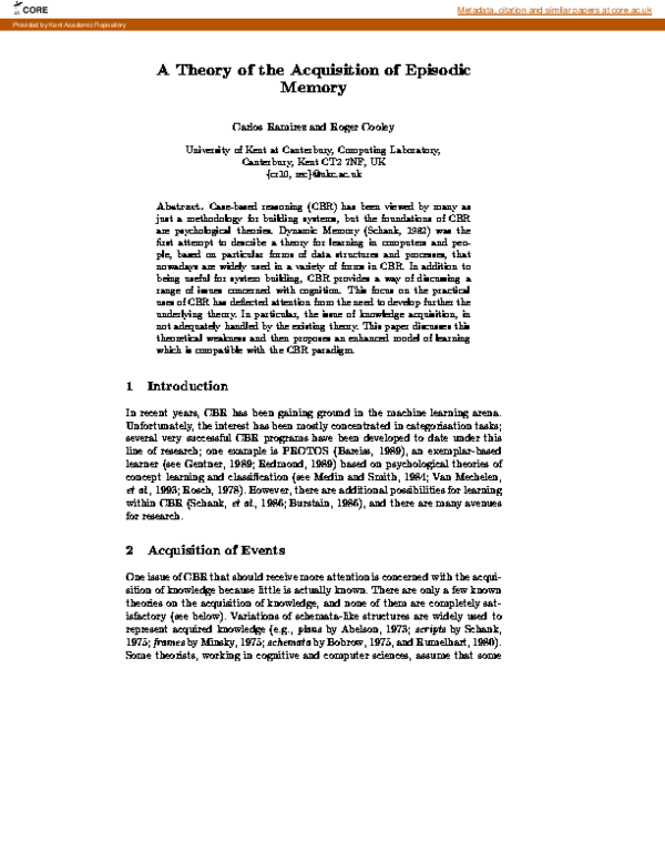 (PDF) A Theory of the Acquisition of Episodic Memory