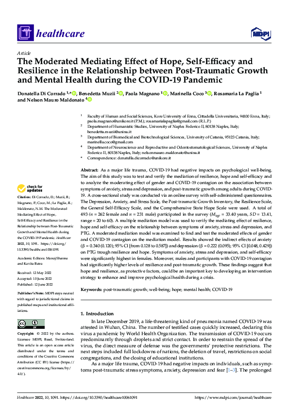 (PDF) The Moderated Mediating Effect of Hope, Self-Efficacy and Resilience in the Relationship ...