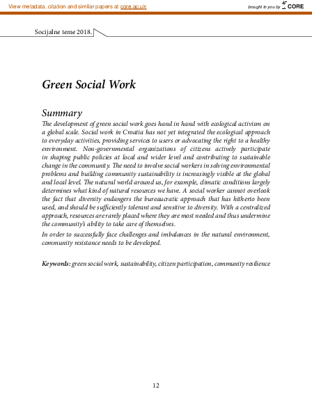 (PDF) Green Social Work | Dražen Šimleša - Academia.edu