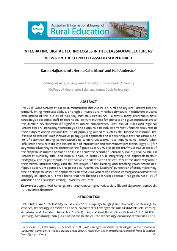 (PDF) Integrating Technology in the Classroom: Lecturers? views on flipped classroom approach