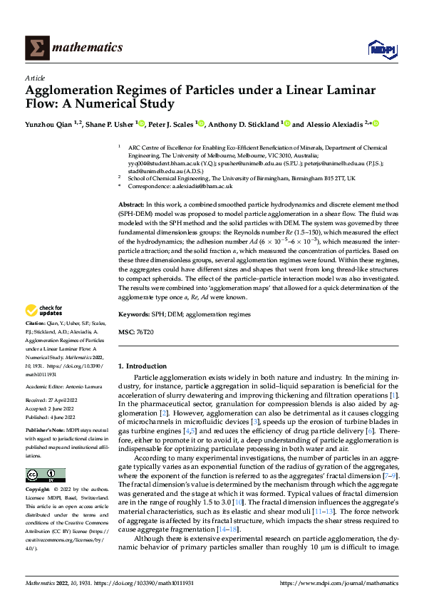 (PDF) Agglomeration Regimes of Particles under a Linear Laminar Flow: A ...