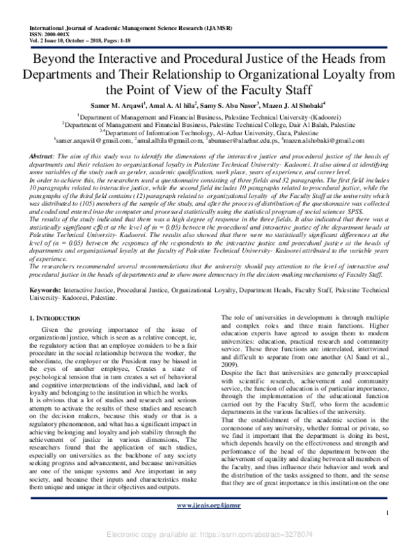 (PDF) Beyond the Interactive and Procedural Justice of the Heads from Departments and Their ...