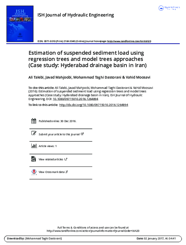 (PDF) Estimation of suspended sediment load using regression trees and model trees approaches ...