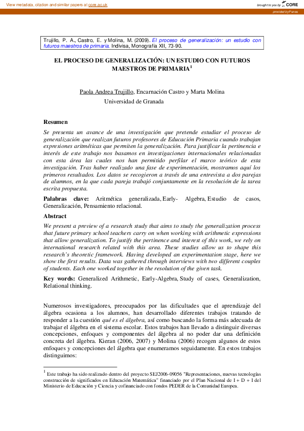 (PDF) El proceso de generalización: un estudio con futuros maestros de ...