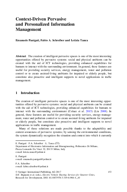 (PDF) Context-Driven Pervasive and Personalized Information Management | Letizia Tanca ...