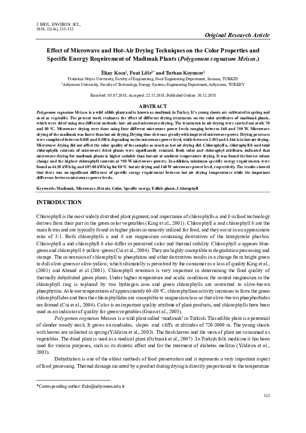(PDF) Effect of microwave and hot-air drying techniques on the color ...