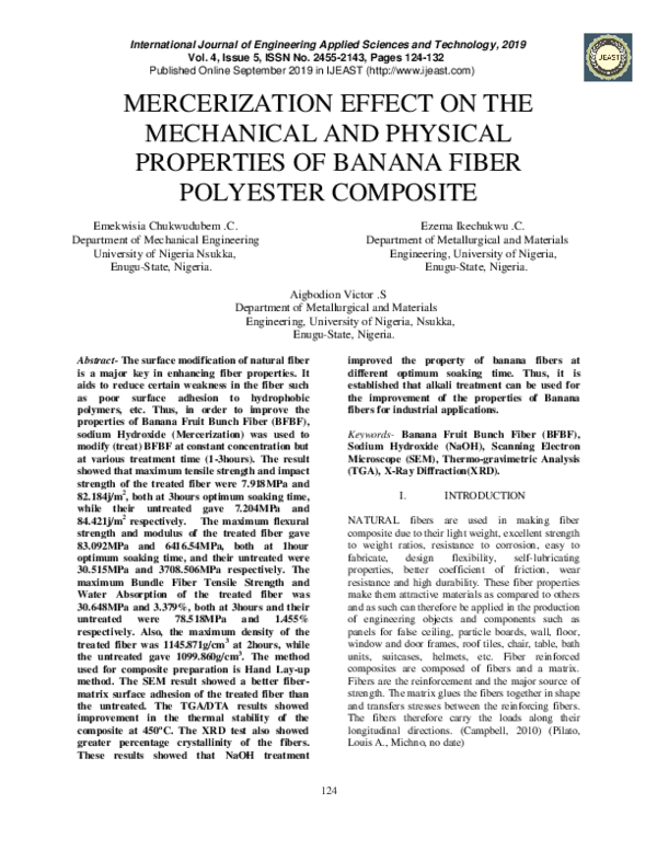 (PDF) Mercerization Effect on the Mechanical and Physical Properties of ...