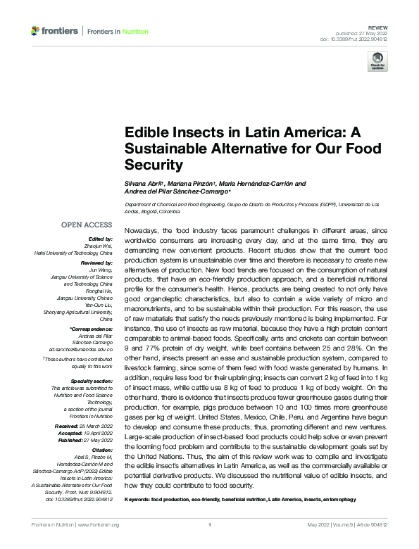 (PDF) Edible Insects in Latin America: A Sustainable Alternative for ...