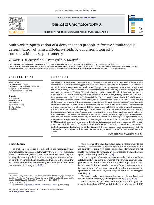 Pdf Multivariate Optimization Of A Derivatisation Procedure For The Simultaneous Determination