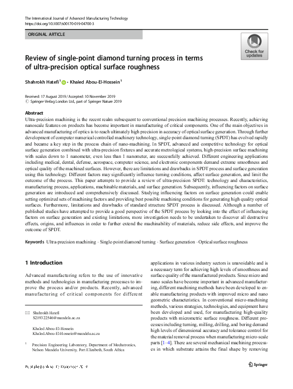 (PDF) Review of single-point diamond turning process in terms of ultra ...