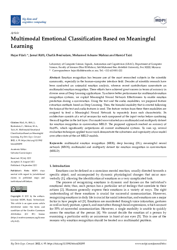 Pdf Multimodal Emotional Classification Based On Meaningful Learning