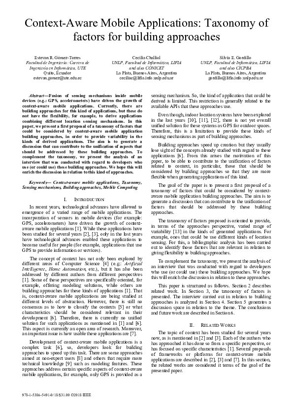 (PDF) Context-Aware Mobile Applications: Taxonomy of factors for building approaches