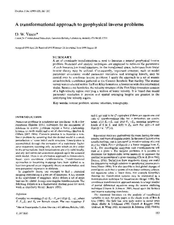 (PDF) A transformational approach to geophysical inverse problems