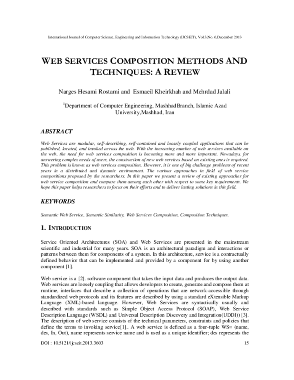 (PDF) Web Services Composition Methods and Techniques: A Review