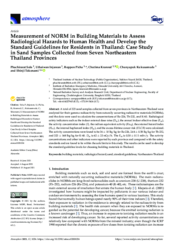 (PDF) Measurement of NORM in Building Materials to Assess Radiological ...